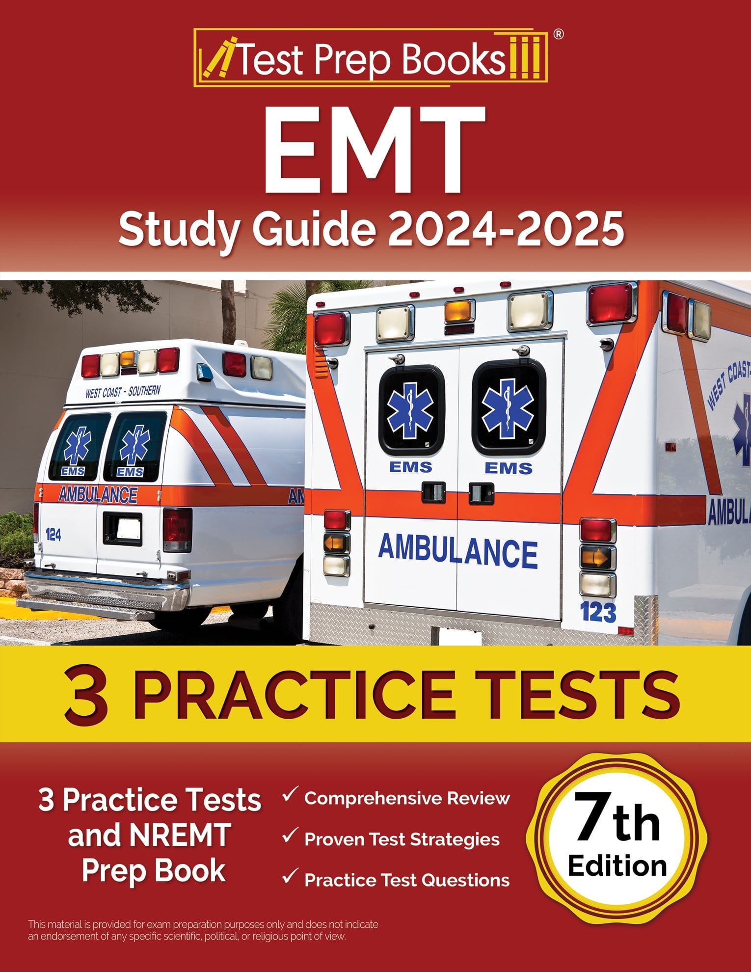 EMT Study Guide 2024-2025: 3 Practice Tests and NREMT Prep Book [7th ...