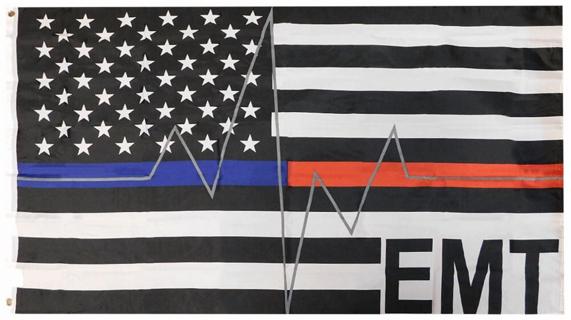 EMT USA Thin Red & Blue Line Heartbeat EKG 3x5 3'x5' Polyester Flag ...