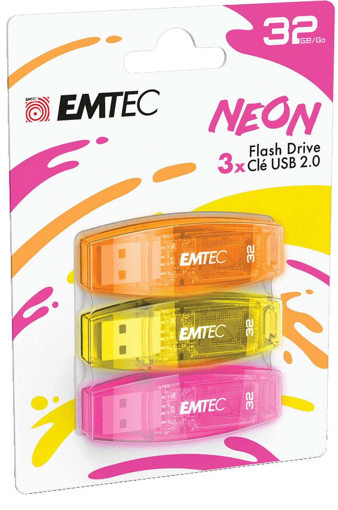 EMTEC NEON C410 USB 2.0 32GB Flash Drive 3-Pack - Walmart.com
