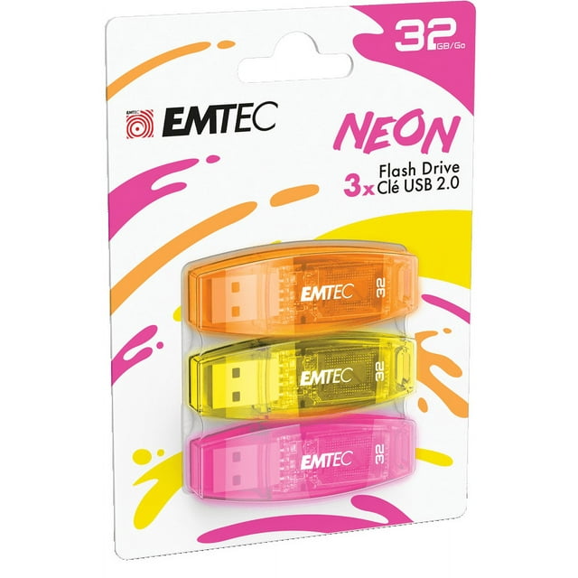 EMTEC NEON C410 USB 2.0 32GB Flash Drive 3-Pack - Walmart.com