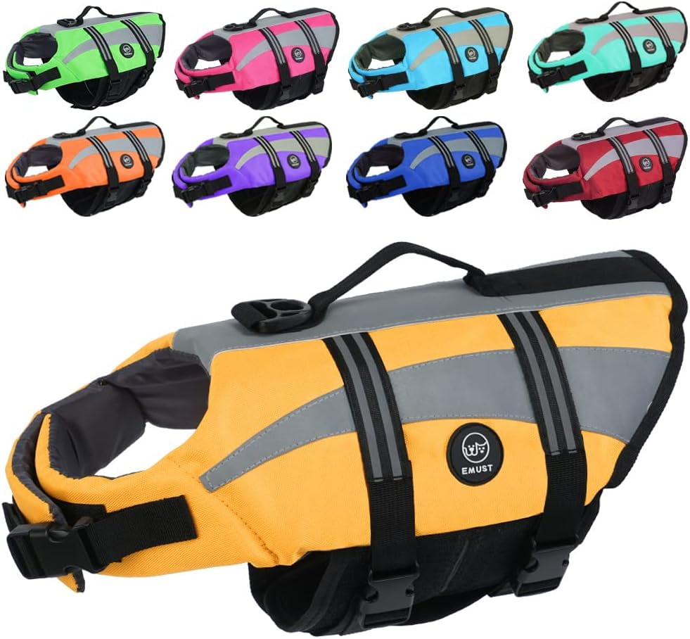 EMUST Dog Life Vests, Adjustable Dog Life Jacktets for Boat, High ...