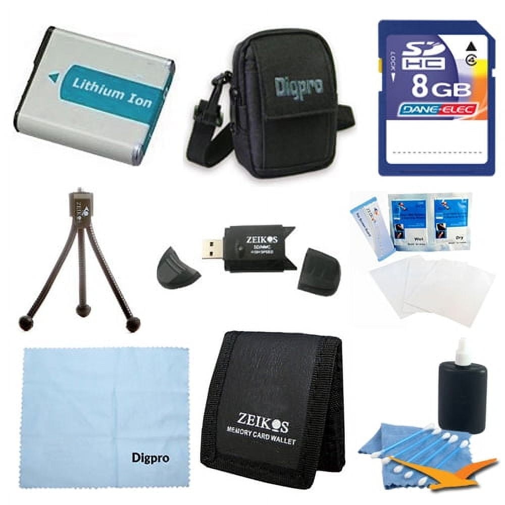 EN-EL19 Battery Kit Tripod 8gb SD Card & SD USB 2.0 Card Reader Screen Protectors Micro Fiber ...