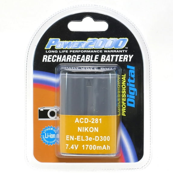 Power 2000 7.4V 1700mAh Lithium-Ion Battery, Rechargeable for Nikon D ...