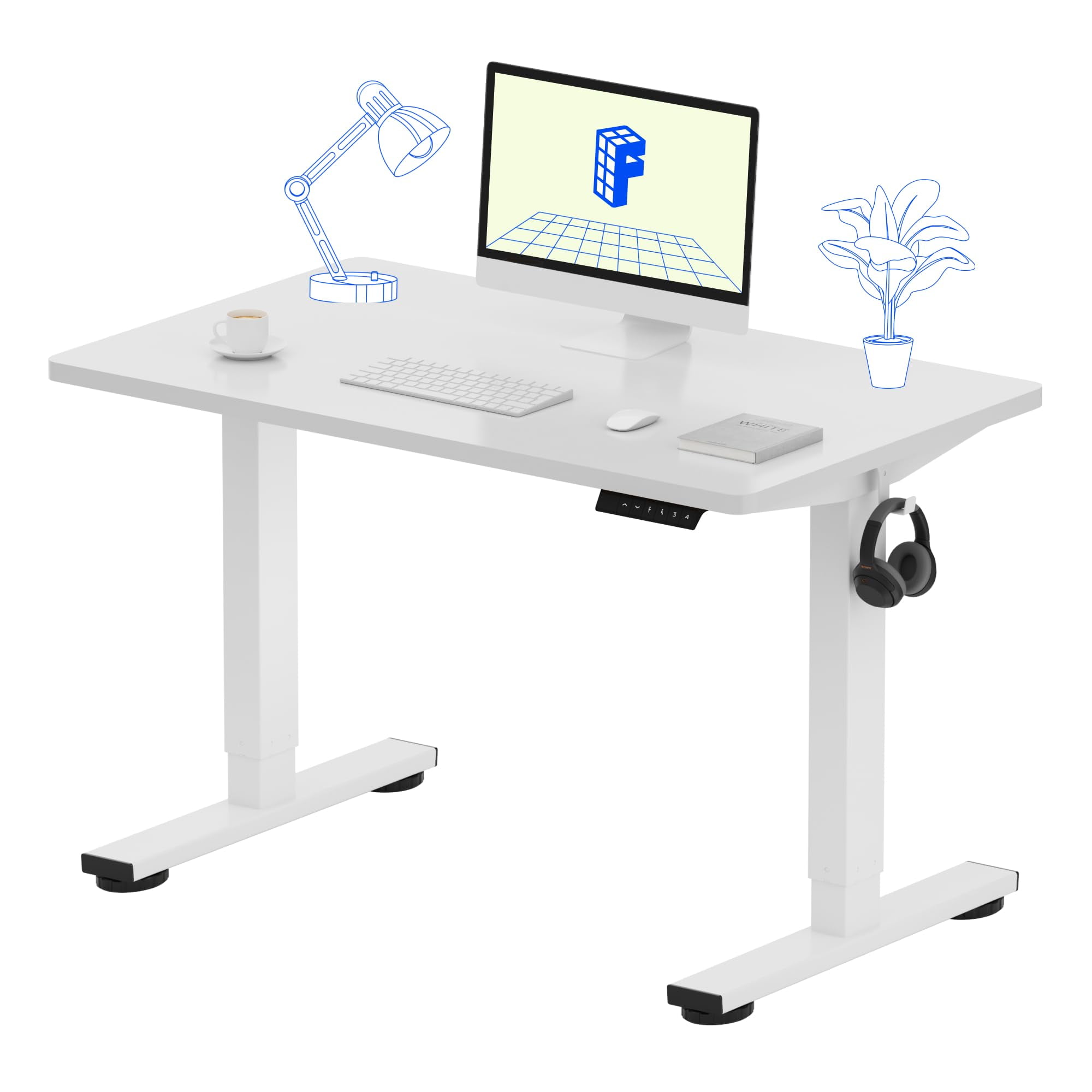 EN1 Height Adjustable Desk 40x24 Inches, Electric Standing Workstation ...