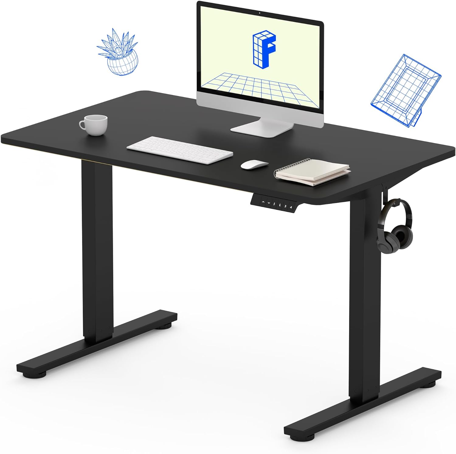 EN1 One-Piece Standing Desk, 40 x 24 Inches Small Adjustable Height ...