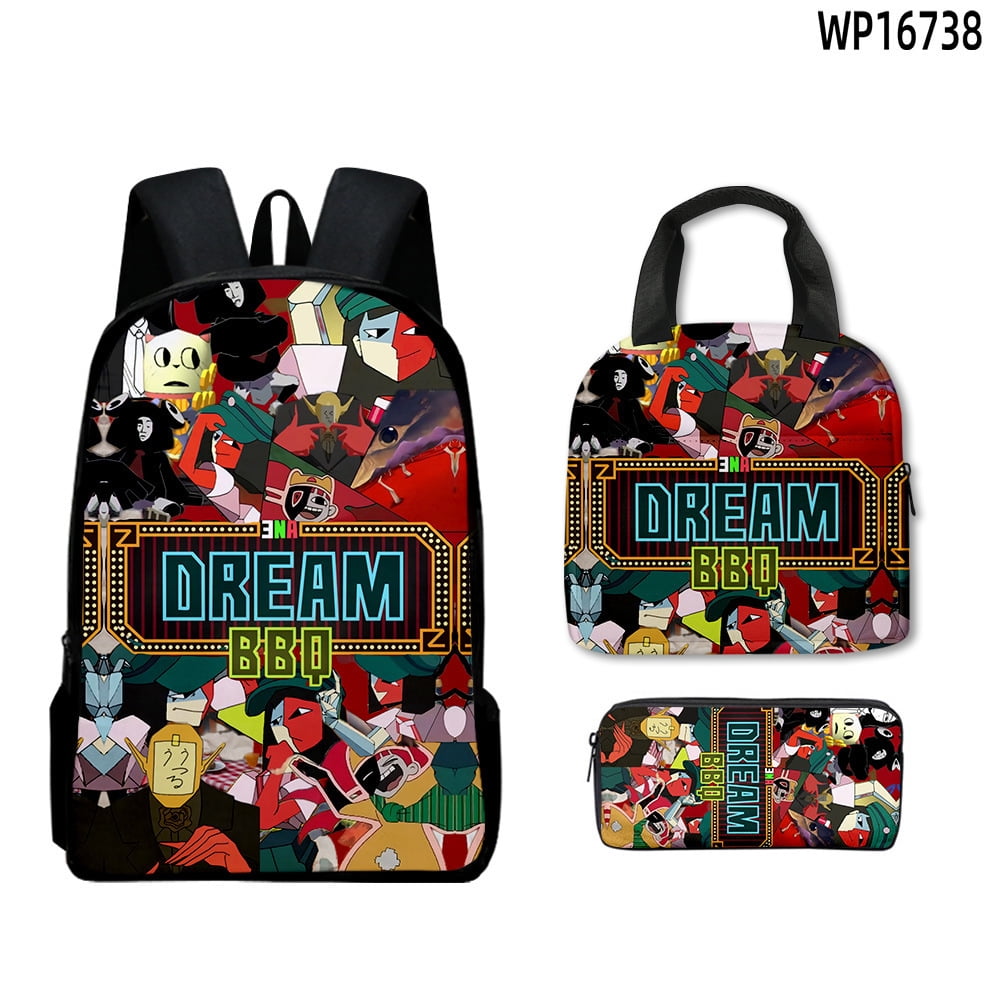 ENA Dream BBQ Travel Backpack Cartoon Daypack Bag Anime 3 Piece ...