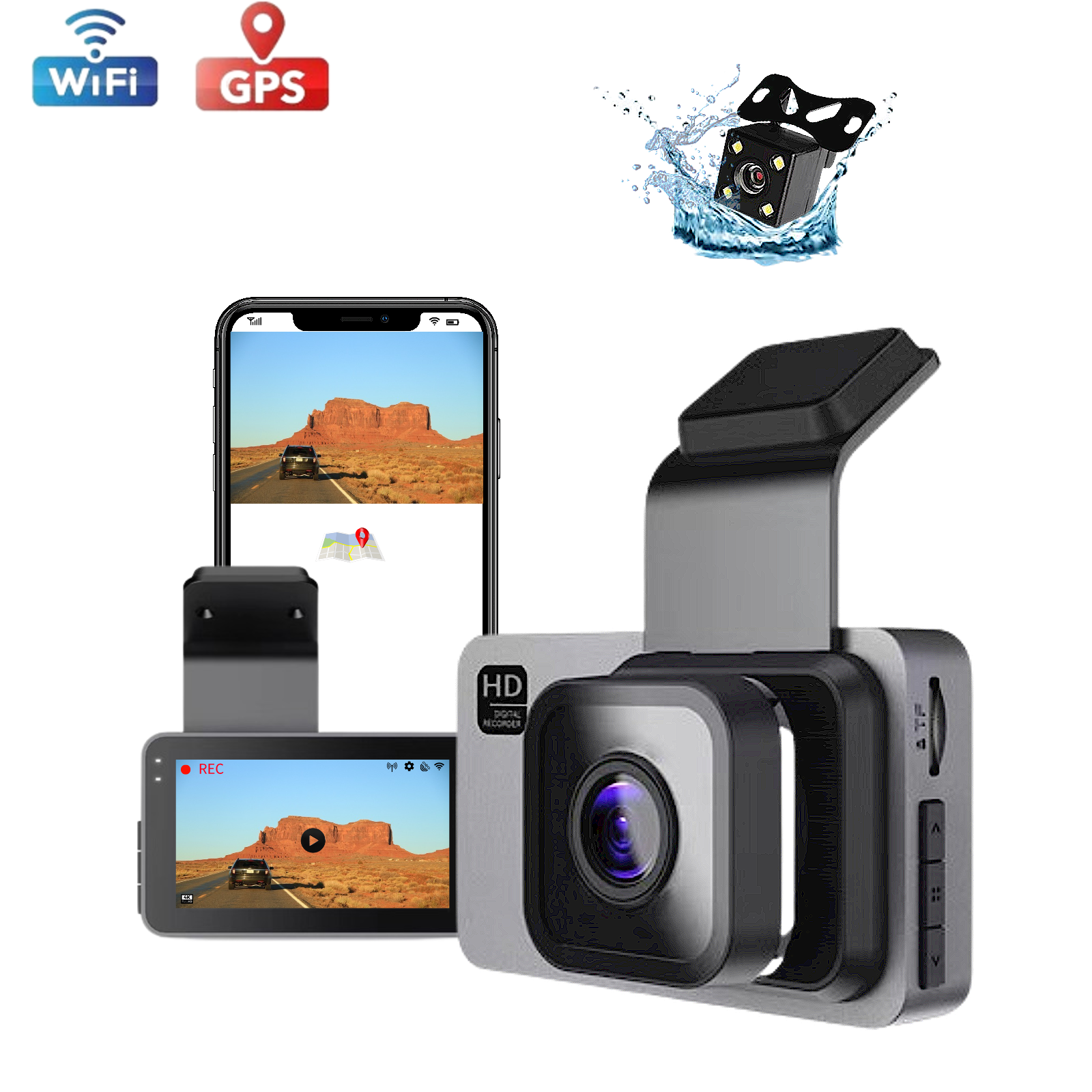Rexing V2 Pro AI Dash Cam, 3-Channel Front/Cabin/Rear 1080p Recording ...