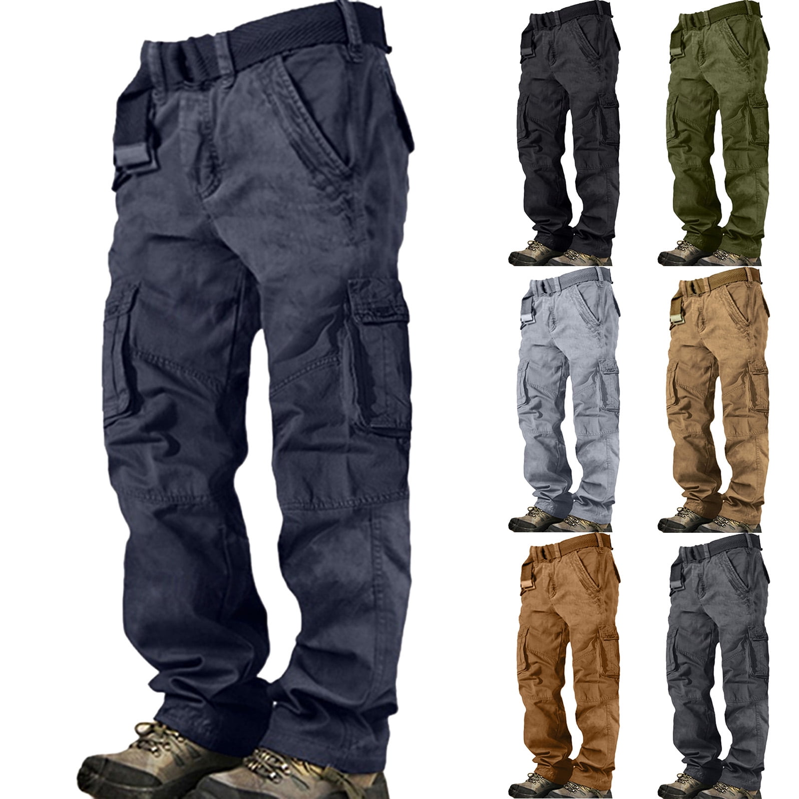 ENCCRWIN Men's Heavy-Duty Multi-Pocket Work Pants, Reinforced Knees ...
