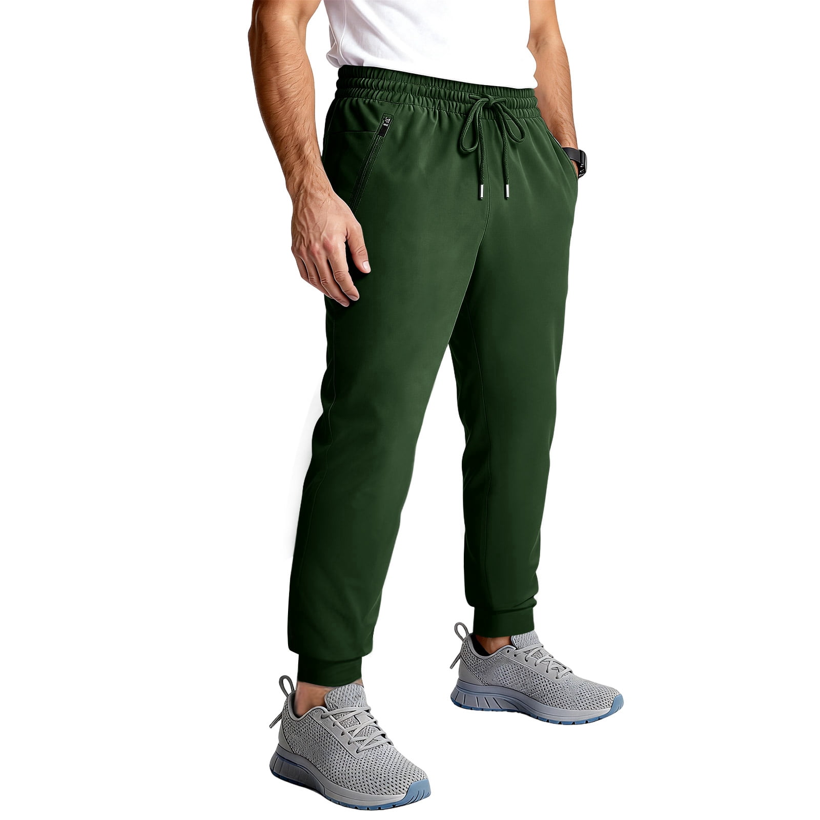 ENCCRWIN Men's Tapered Joggers With Zipper Pockets Elastic Quick-Dry ...