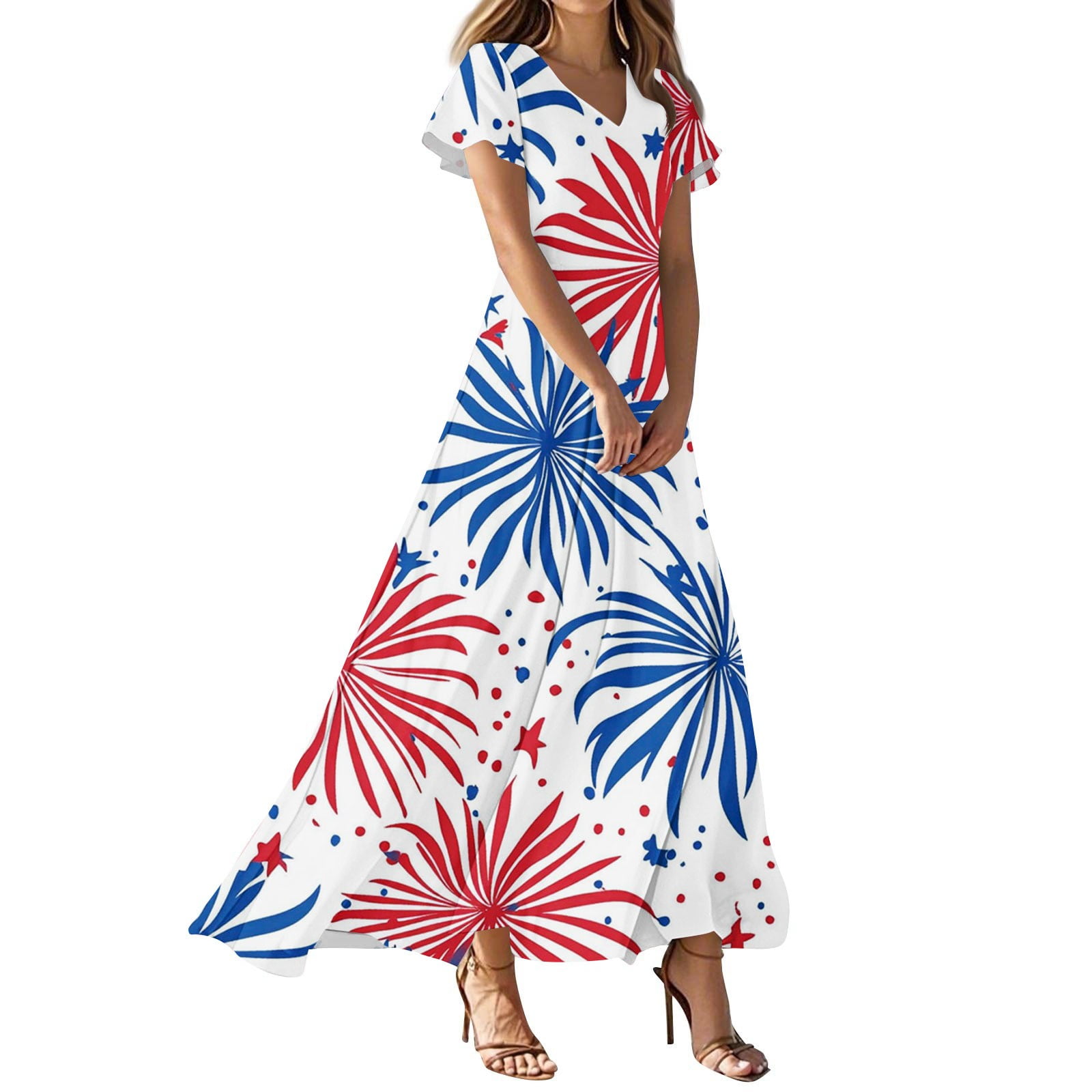 ENCCRWIN Summer Dresses for Women 2026 Independence Day Printed Casual ...