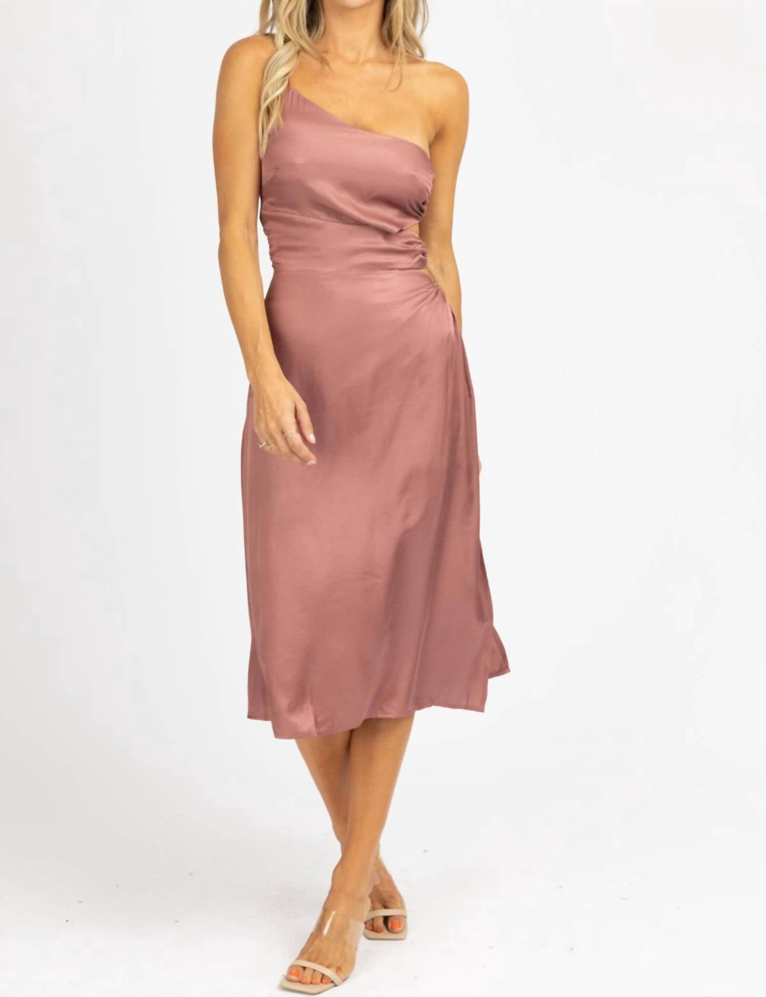 ENDLESS BLU. O-Ring Satin One Shoulder Midi Dress - Walmart.com