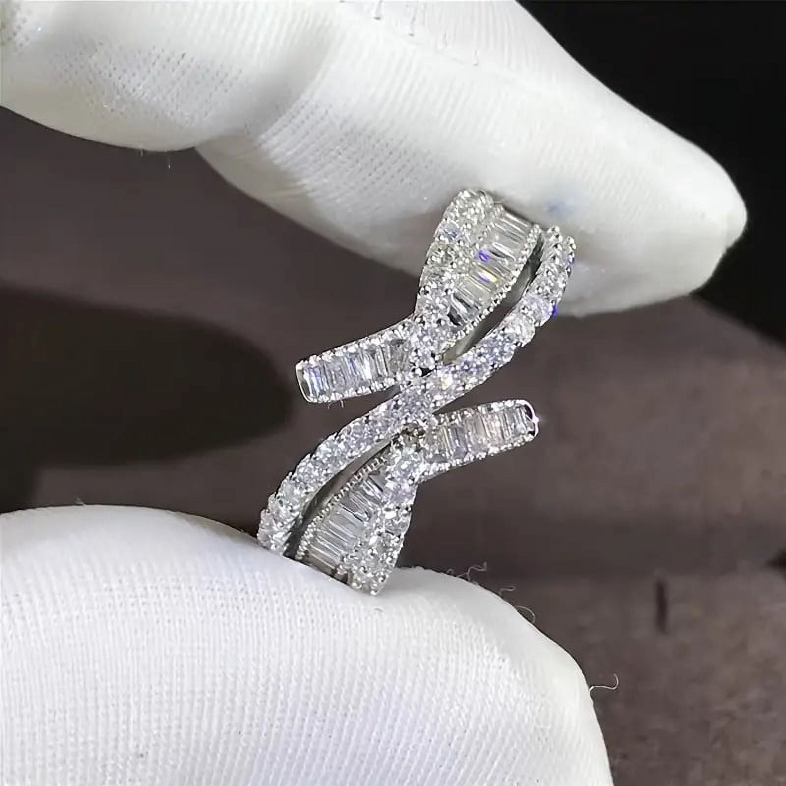 ENDLESSNESS & ETERNITY Interwined Crossover Bridal Ring 14K White Gold ...