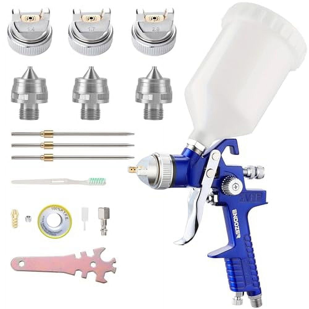 ENDOZER Professional HVLP Gravity Feed Air Spray Gun Set with 1.4 1.7 2 ...