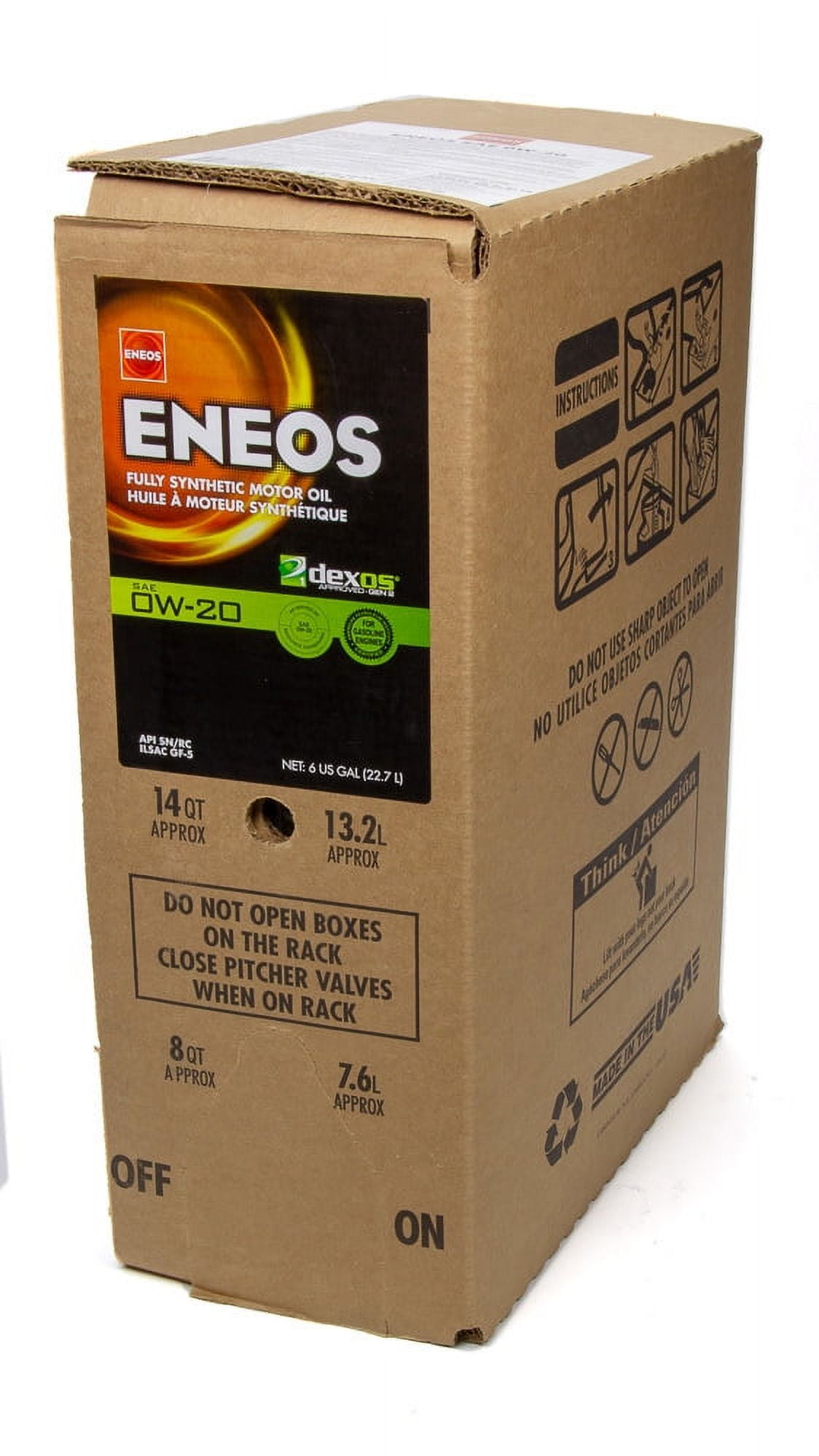 ENEOS Full Syn Oil Dexos 1 0w20 6 Gal P/N - 3701-400 - Walmart.com