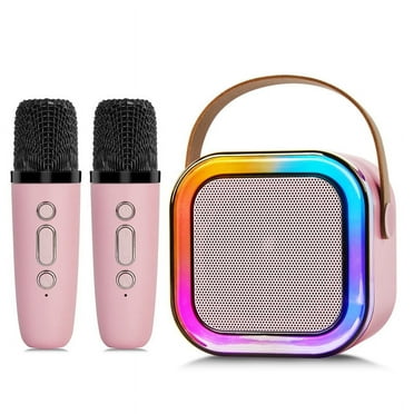 EARISE Portable Karaoke Machine with 2 Wireless Mics & LED Lights ...