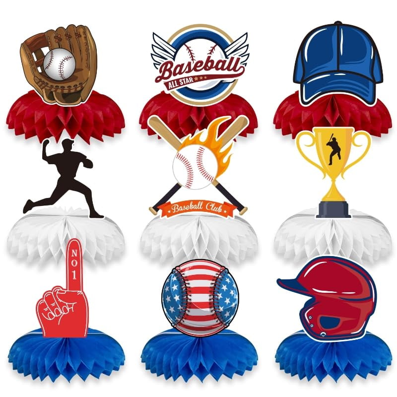 ENERFLAT Baseball Centerpieces,9Pcs Baseball Party Decorations with ...