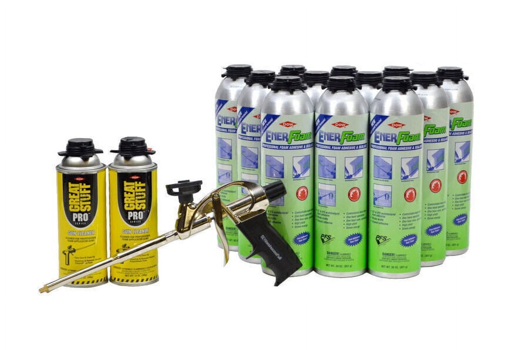 ENERFOAM Adhesive PRO Foam Sealant, 12 pcs, Cleaner, & Foam Gun ...