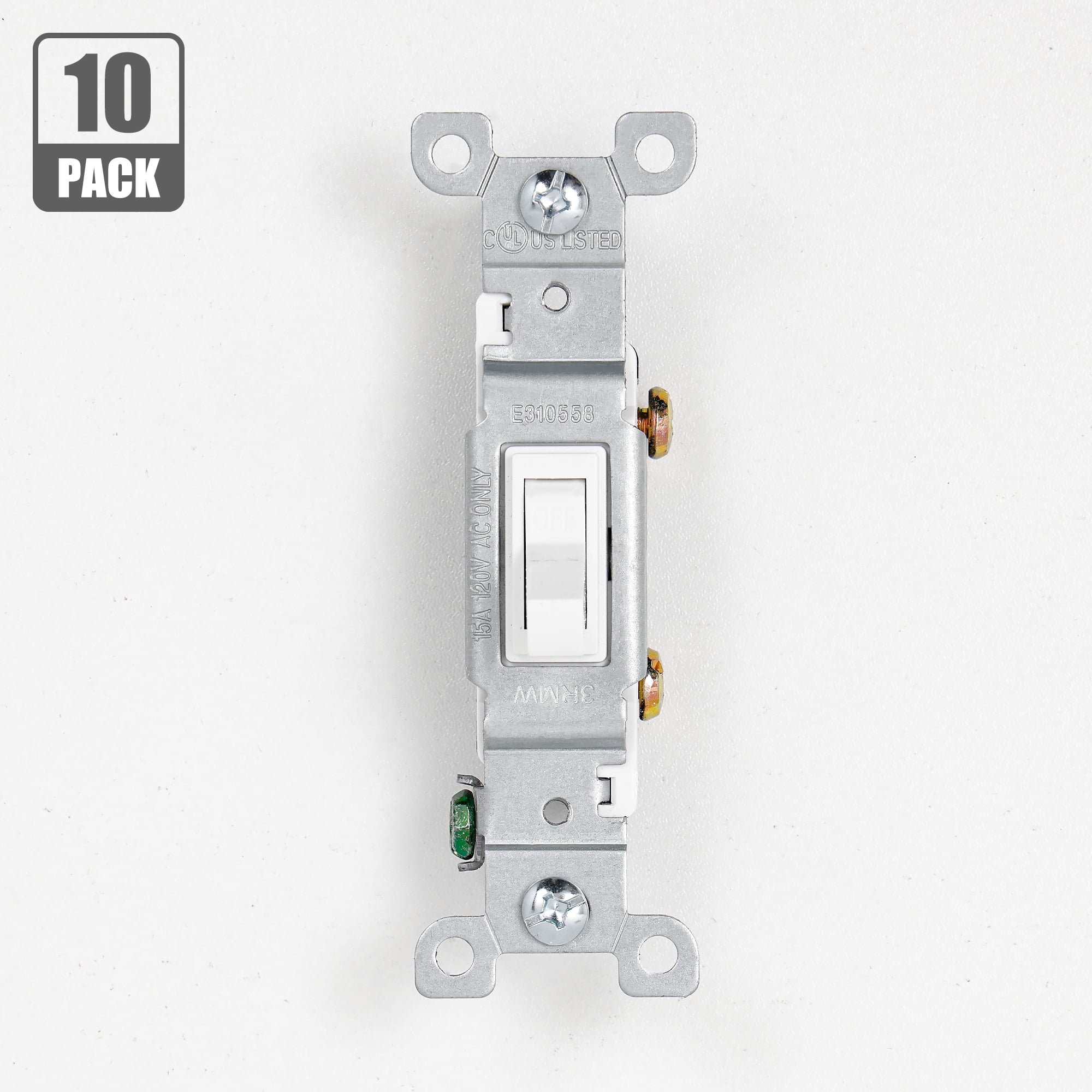 ENERGETIC 10 Pack Heavy-Duty Grounding Toggle Switch, Residential Grade ...