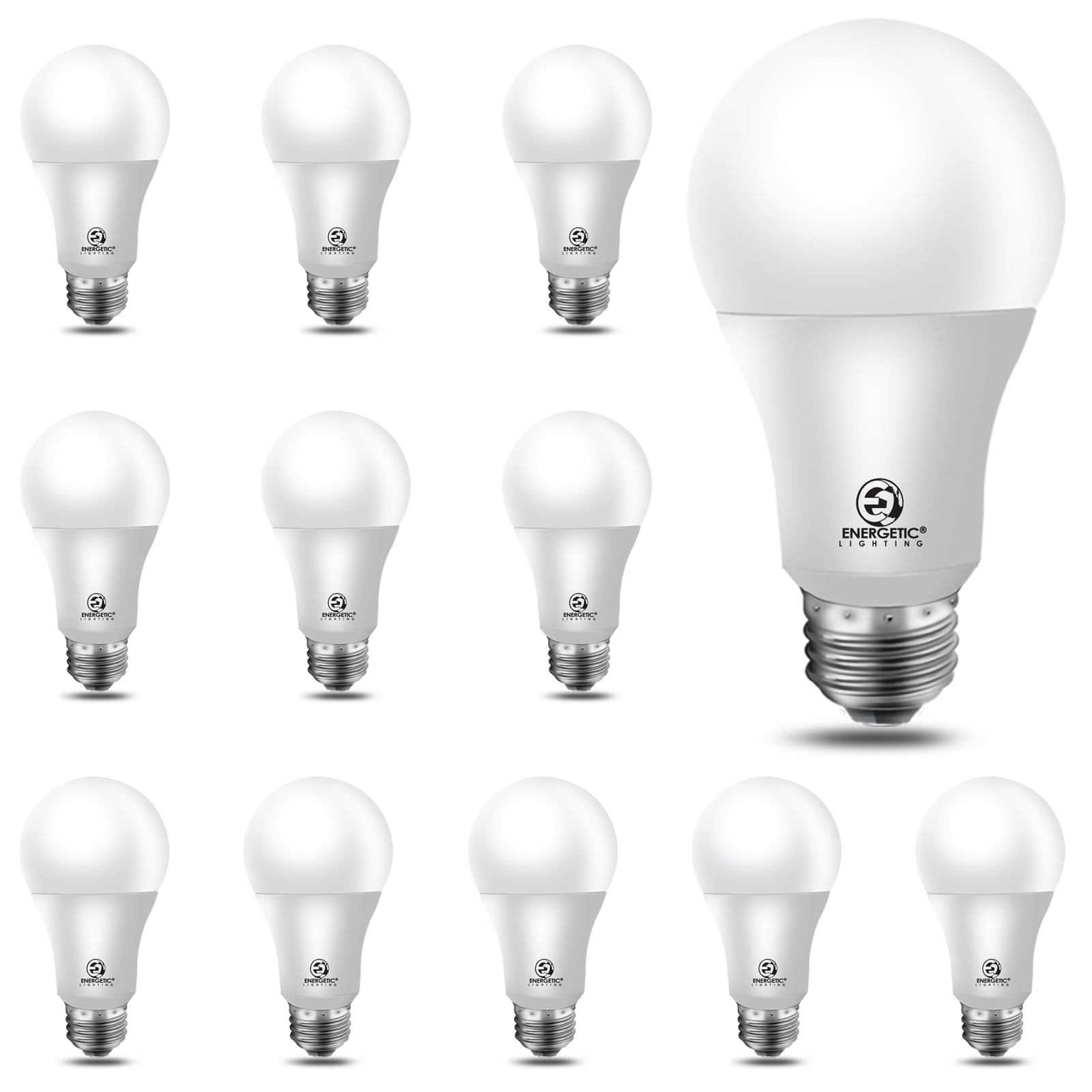E Energetic Lighting A19 LED Light Bulbs, 100W Equivalent, 1600 Lumens ...
