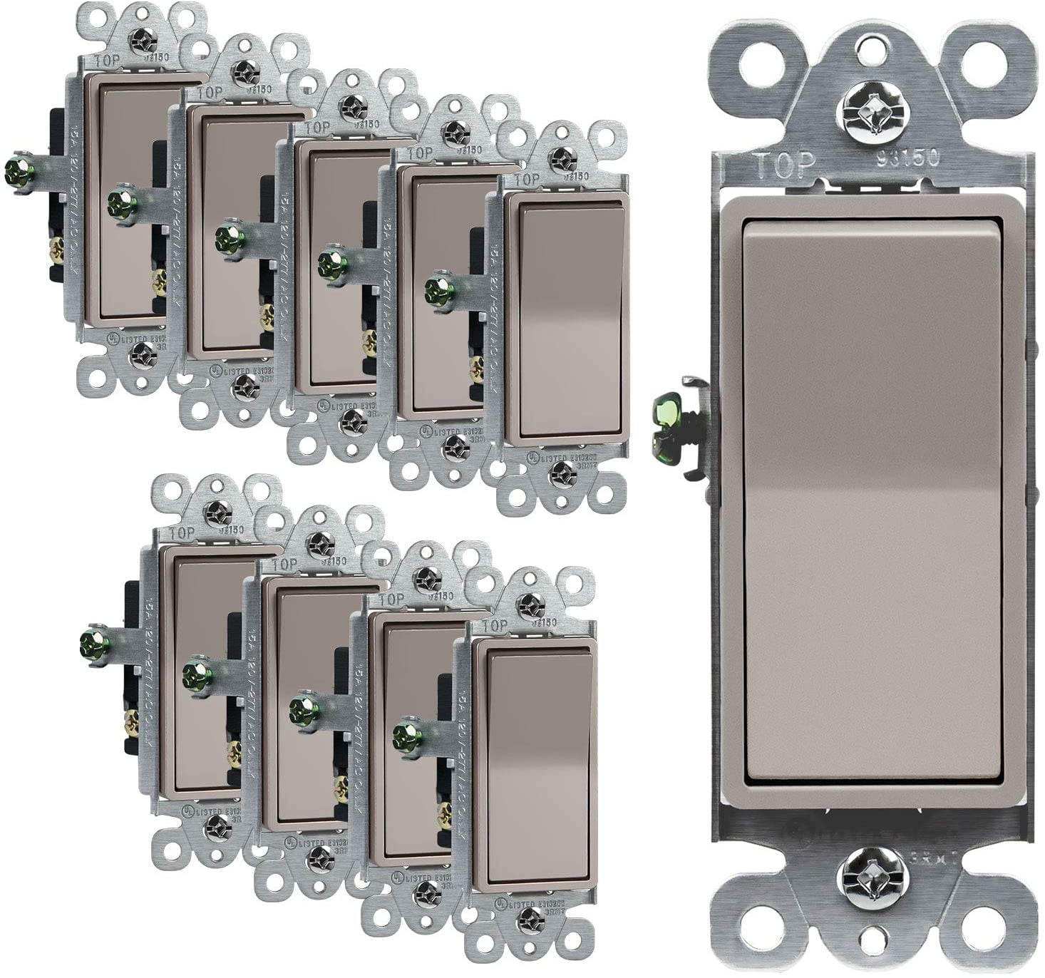 ENERLITES 3-Way Decorator Paddle Light Switch, Gloss Finish, Single ...