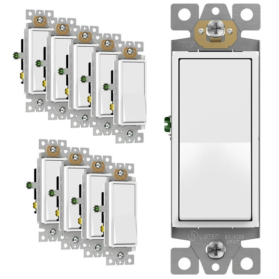 ASIASN-10 Pack 3-Way Decorator Light Switch, Single Pole or Three Way ...