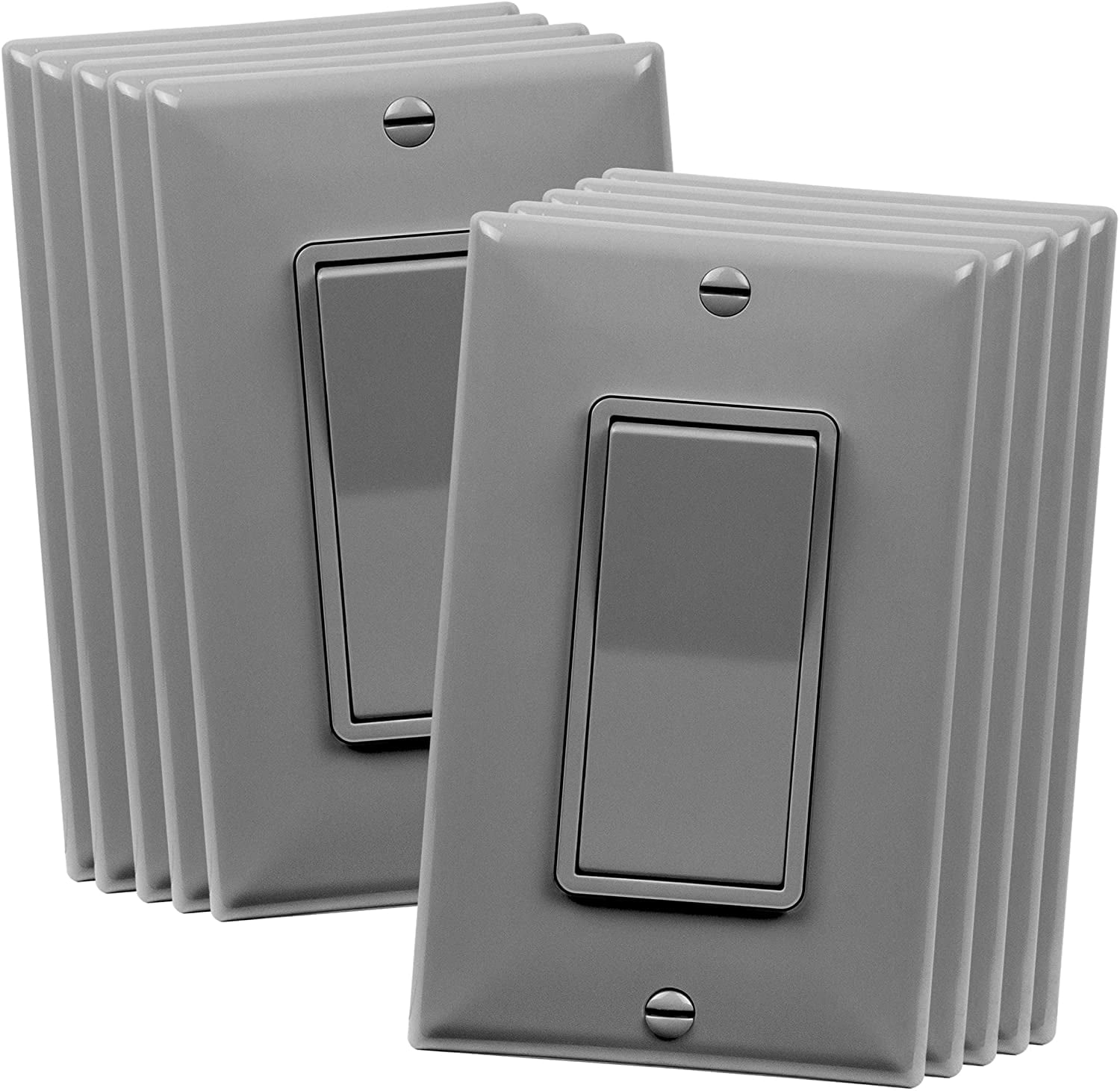 ENERLITES 3-Way Decorator Paddle Switch with Wall Plates, Gloss Finish ...