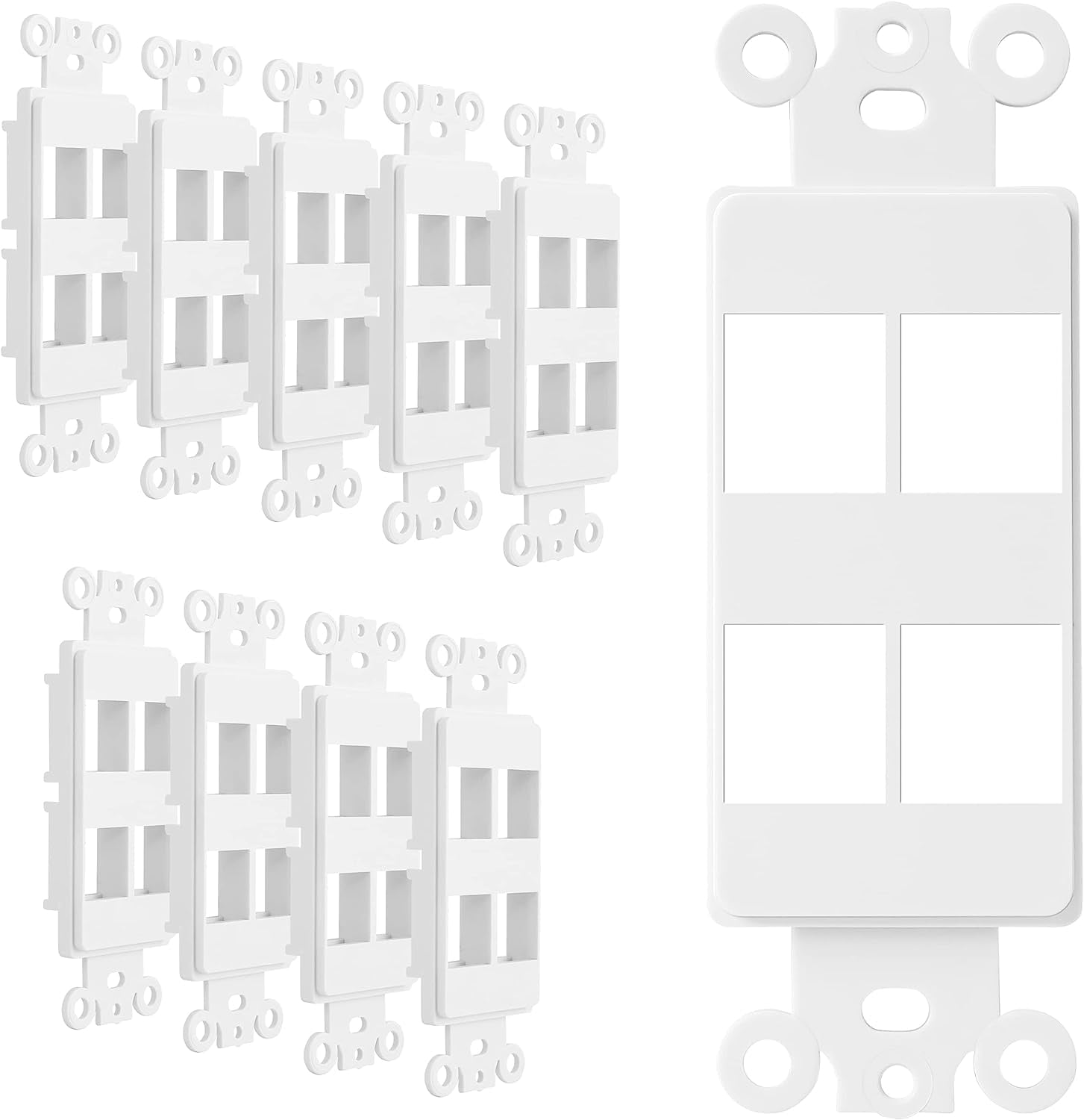 ENERLITES 4-Port Keystone RJ45 Wall Plate Adapter, Multimedia Insert ...