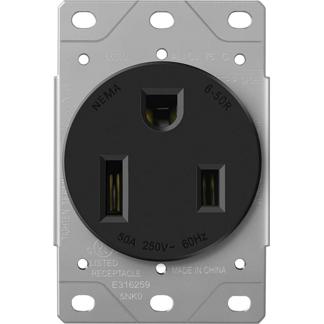 ENERLITES 50A 125/250V Heavy-Duty Electrical Voltage Power Outlet, NEMA ...