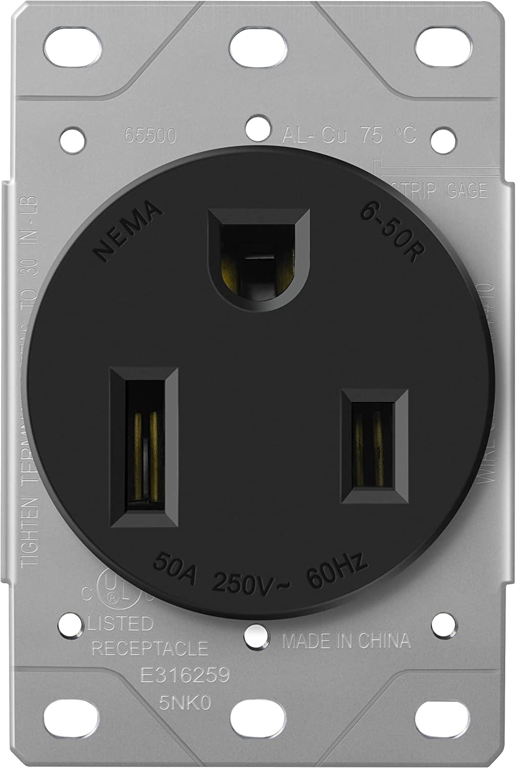 ENERLITES 50A 125/250V Heavy-Duty Electrical Voltage Power Outlet, NEMA ...