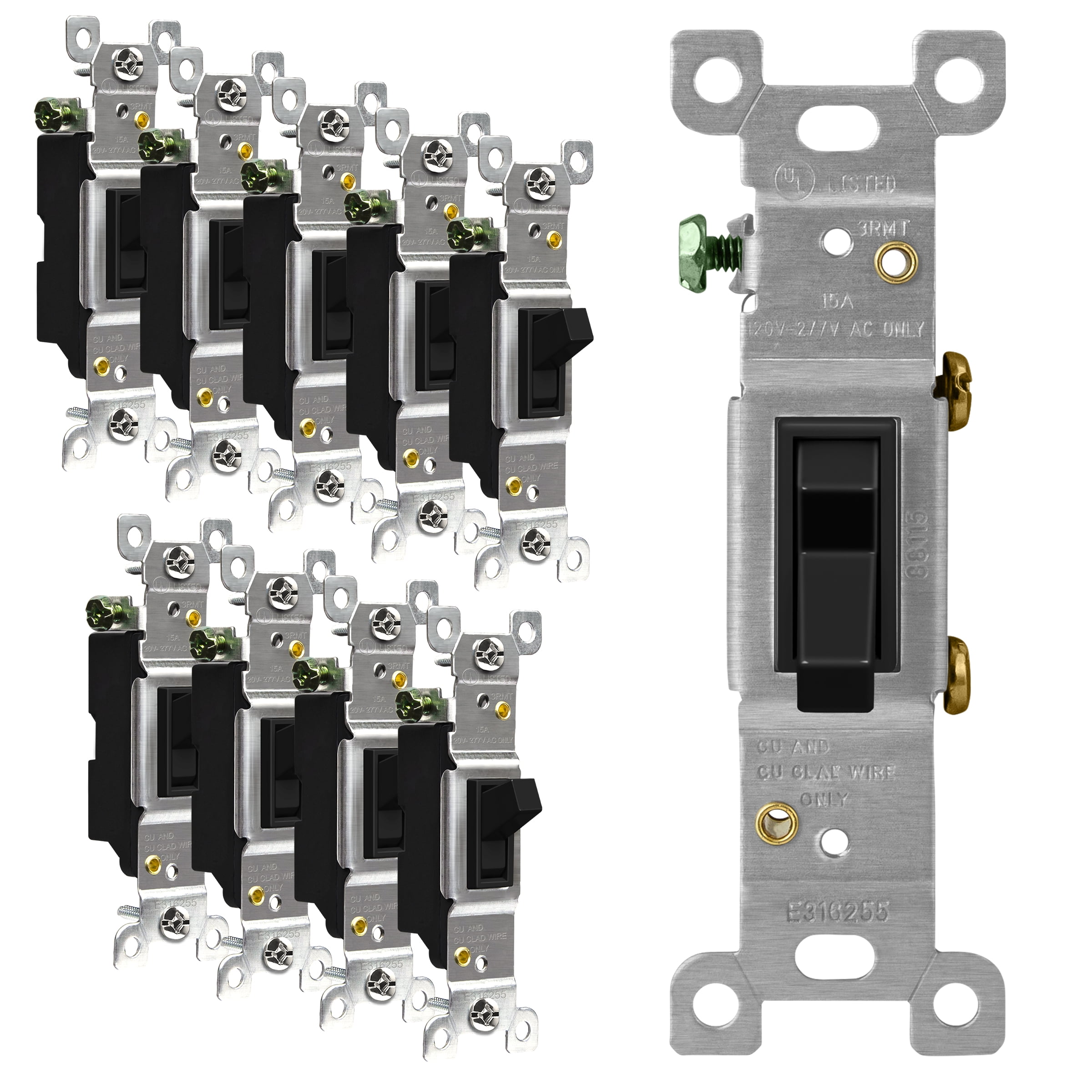 ENERLITES Electrical Wall Toggle Light Switch, Single Pole, 15A 120 ...