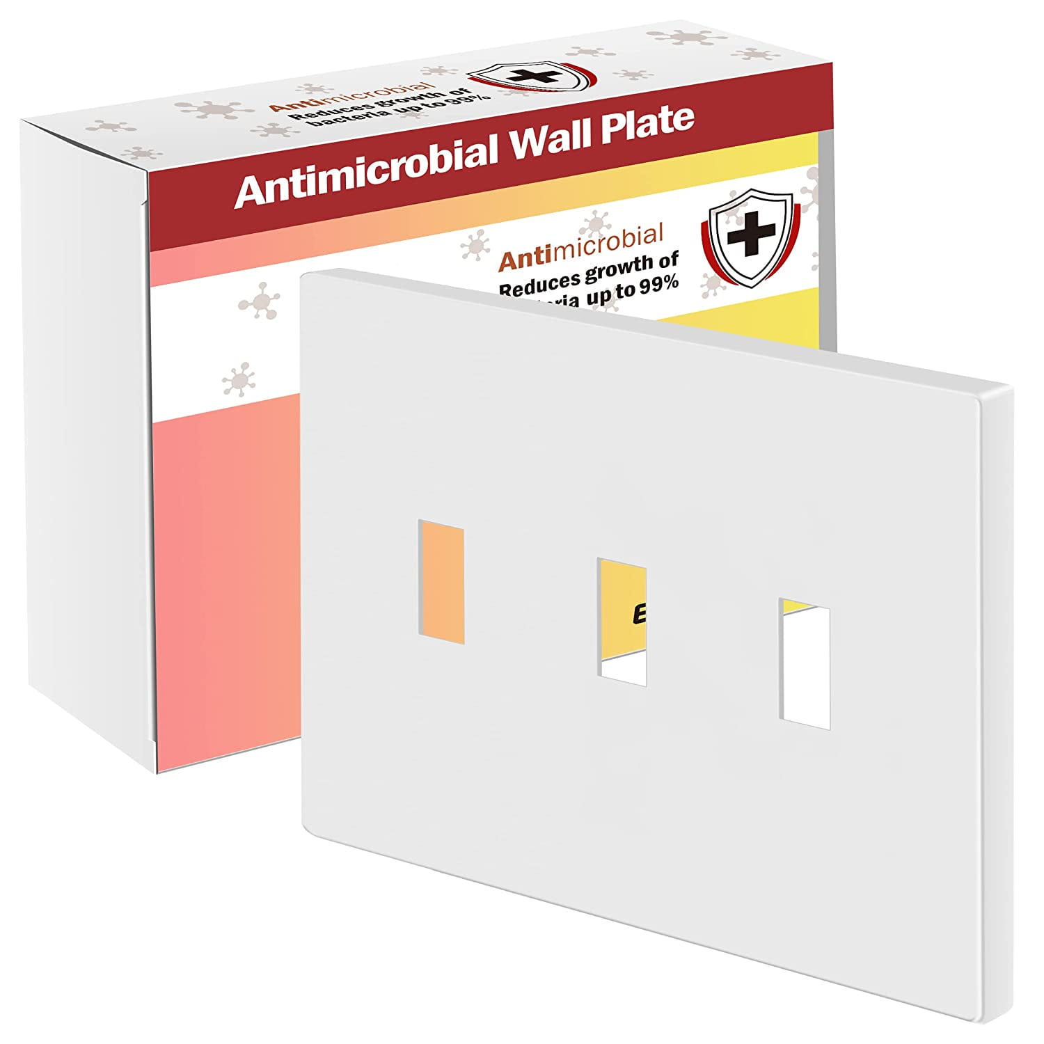 ENERLITES Antimicrobial Toggle Switch Cover, Antibacterial Screwless ...