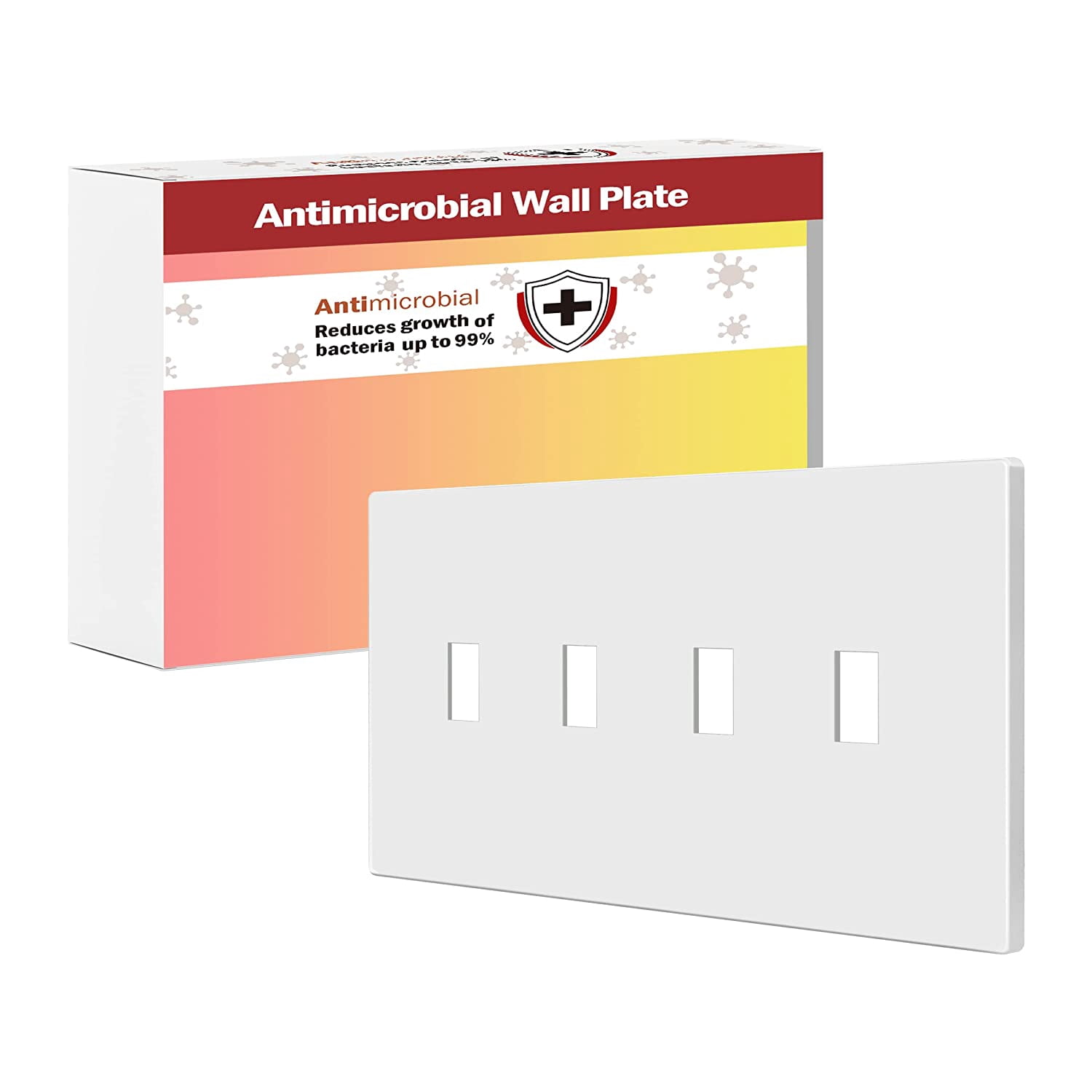 ENERLITES Antimicrobial Toggle Switch Cover, Antibacterial Screwless ...