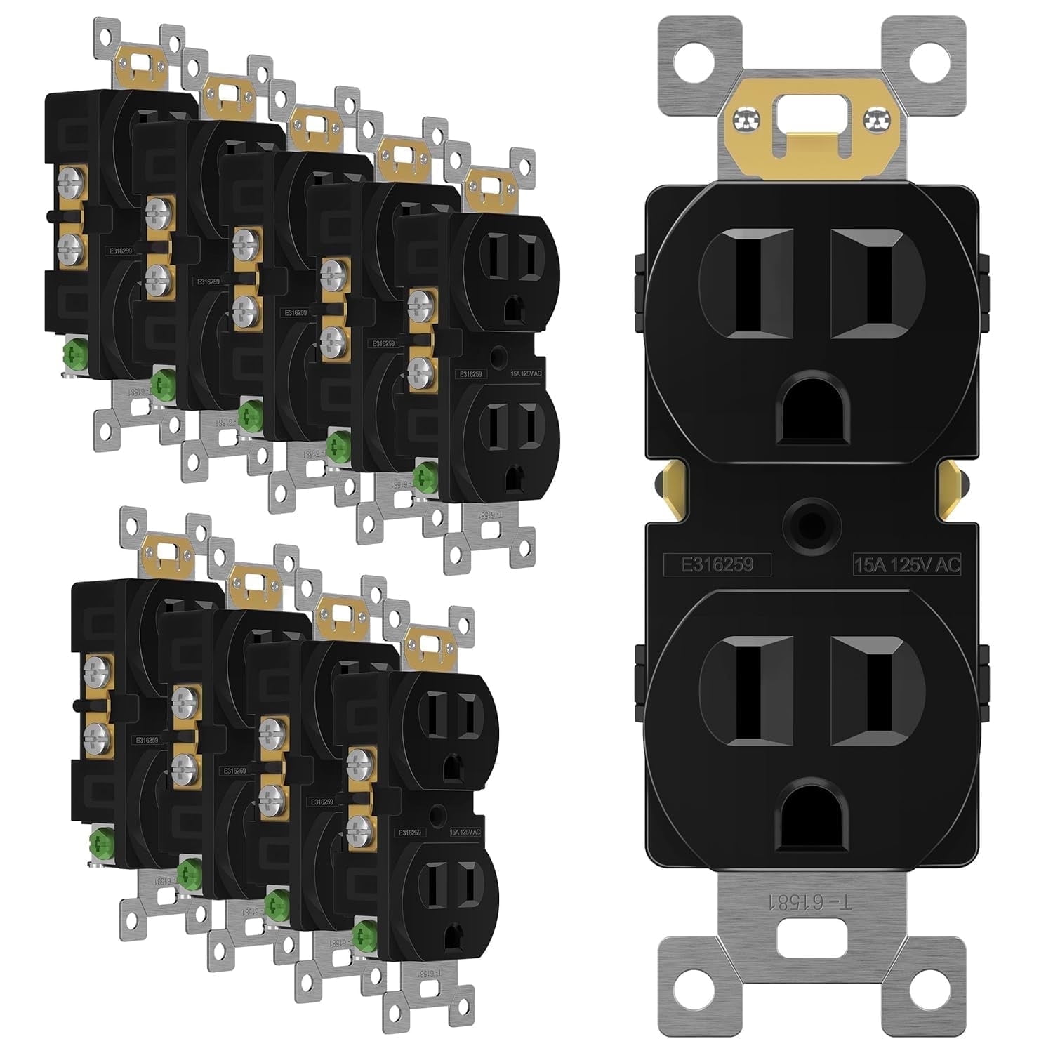 ENERLITES Child Safe Duplex Receptacle Outlet, Residential Grade, 3 ...