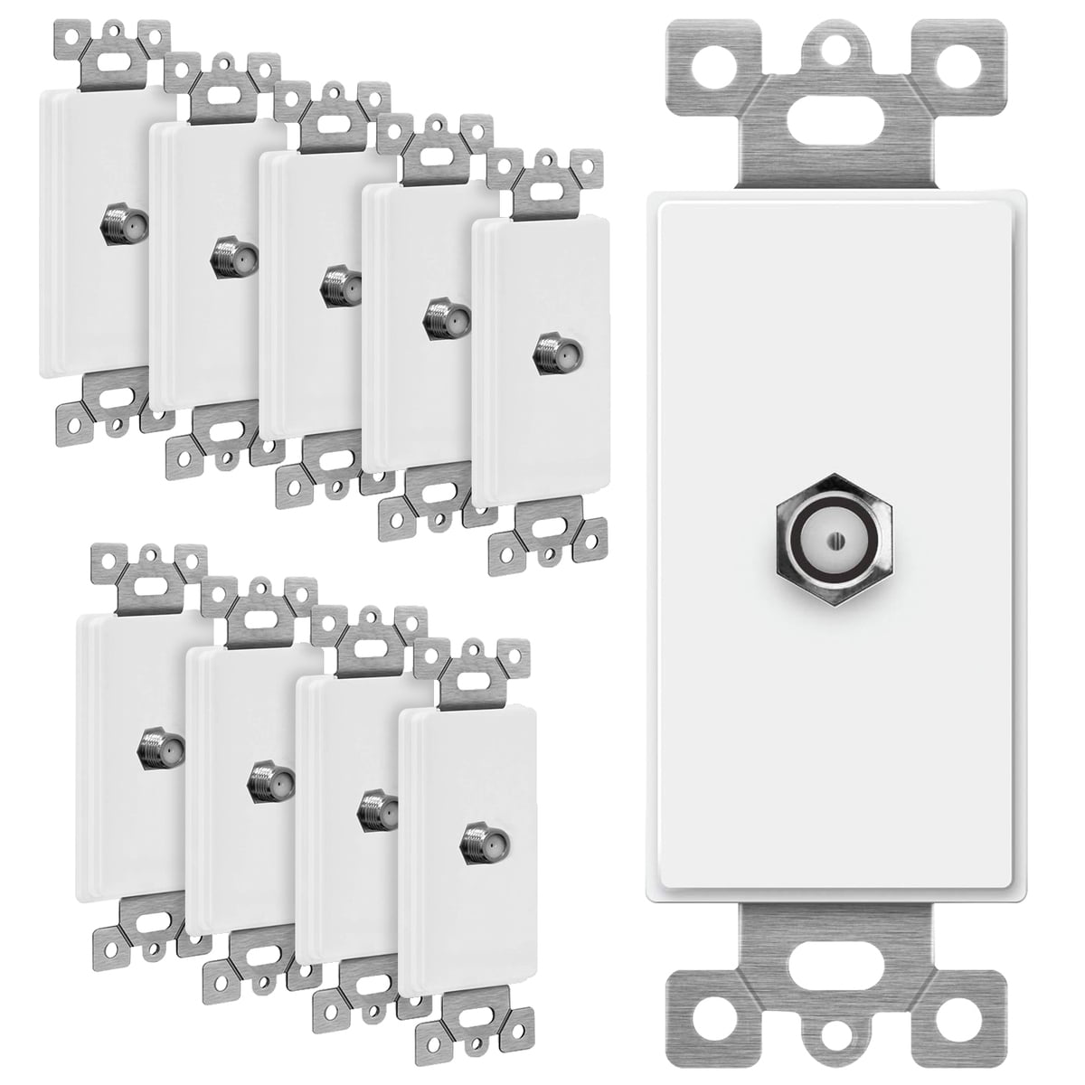 ENERLITES Coaxial TV Cable Jack Adapter, F-Type F81 Connector, UL ...