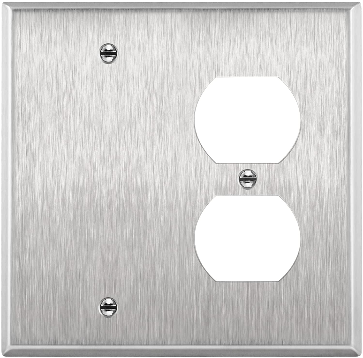 Enerlites Combination Blank Device, Duplex Outlet Wall Plate, 2-Gang ...