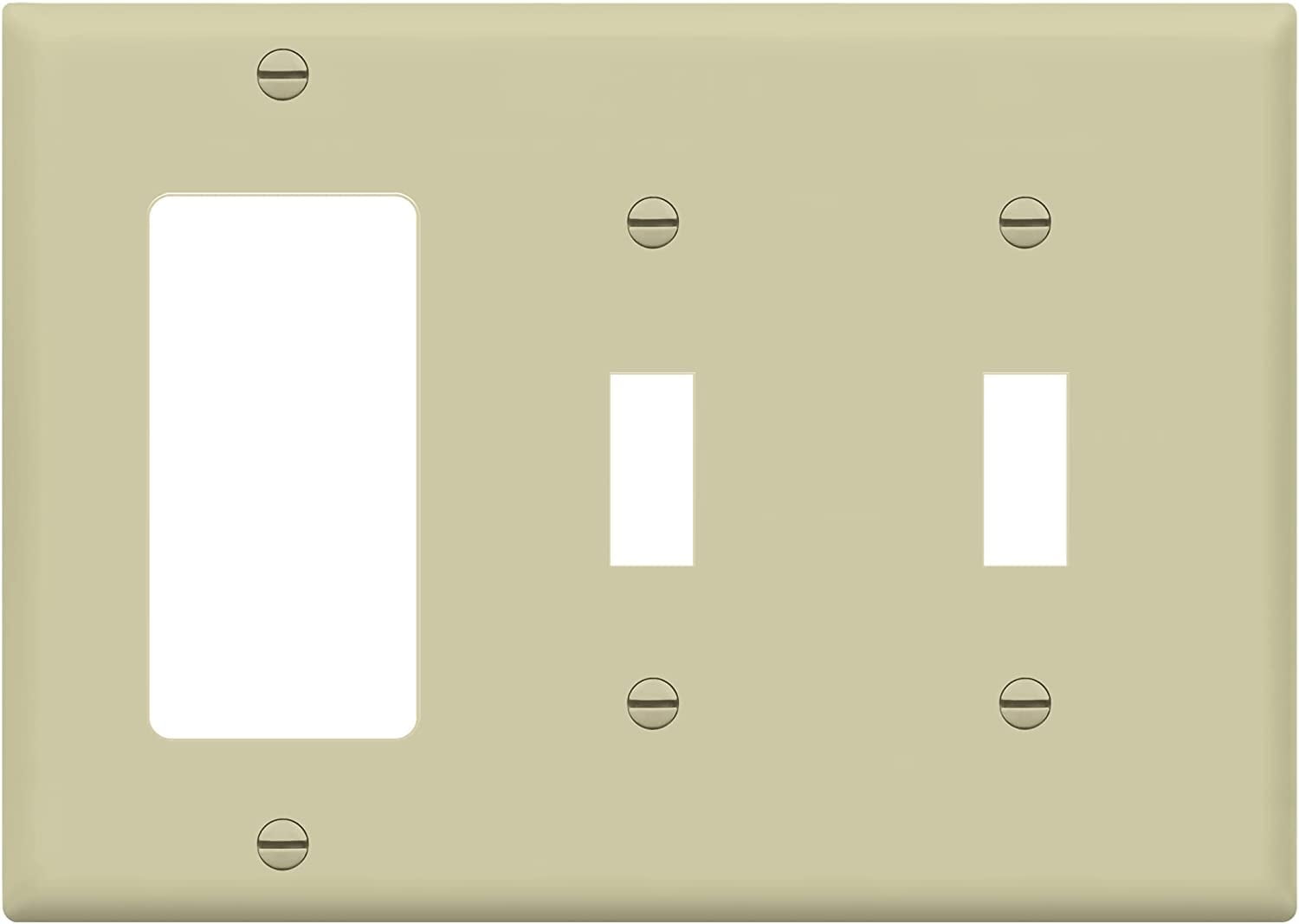 ENERLITES Combination Double Toggle / Single Decorator Rocker Outlet ...
