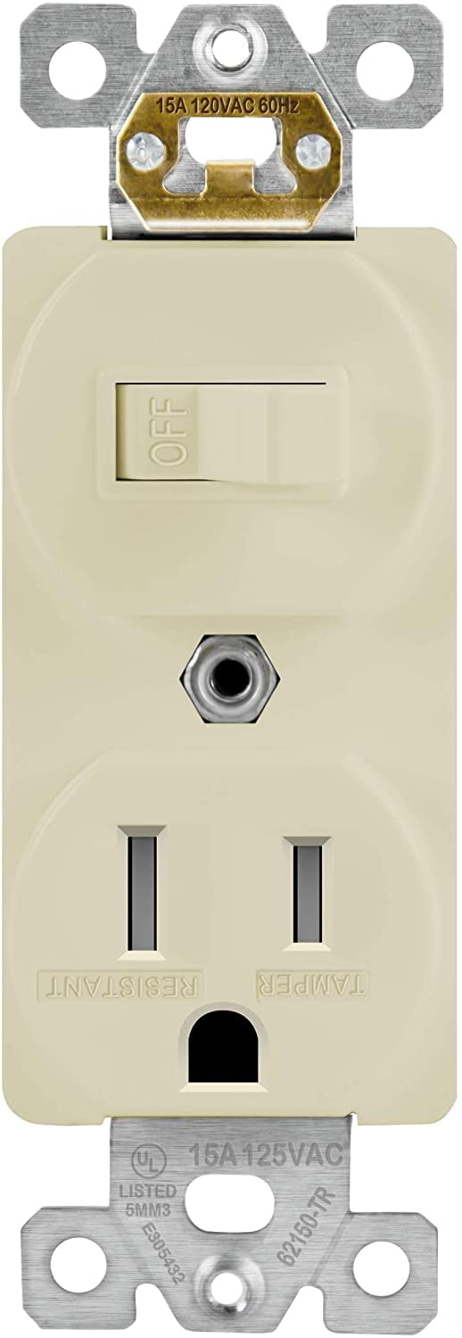 ENERLITES Combination Single Pole Toggle Switch 15A/120VAC and Tamper ...