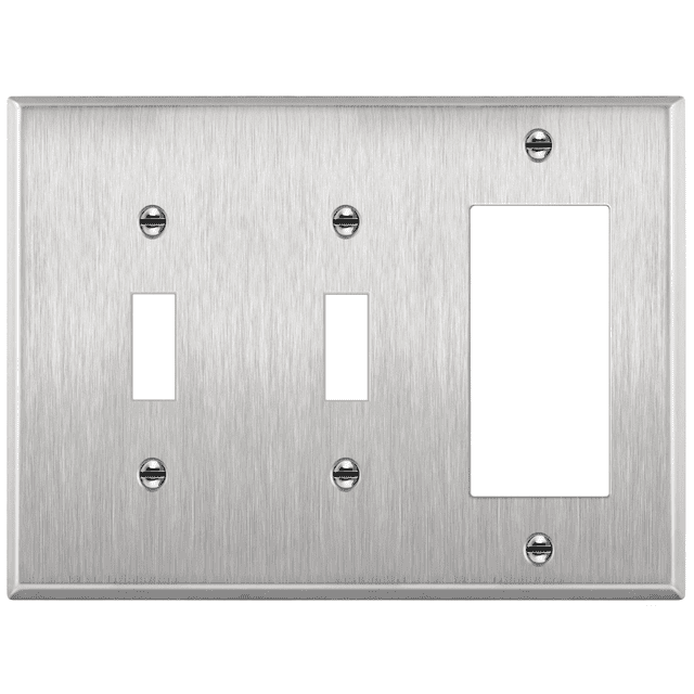 ENERLITES Combination Toggle Light Decorator Switch Metal Wall Plate ...