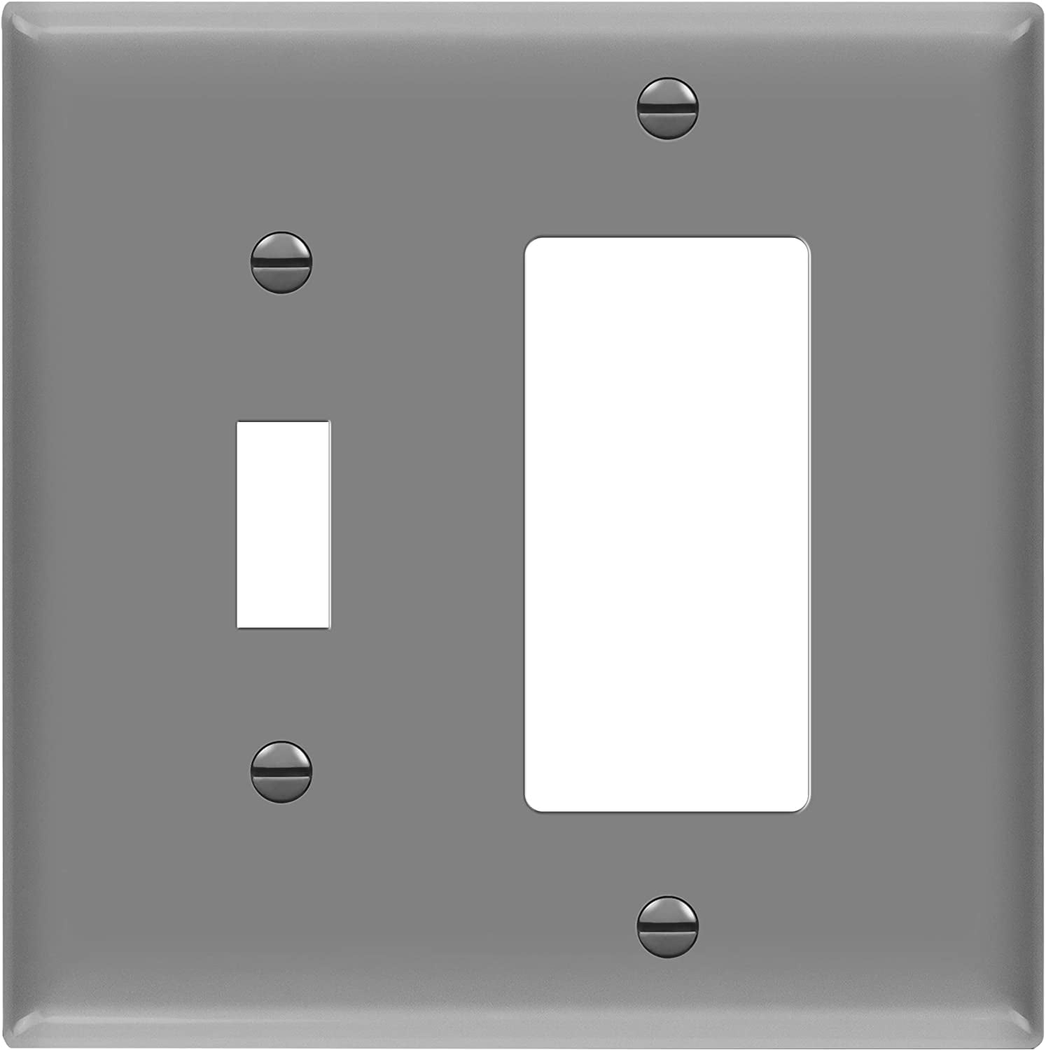 ENERLITES Combination Toggle Light Switch/Decorator Light Switch Plate, Double Switch Wall Plate ...