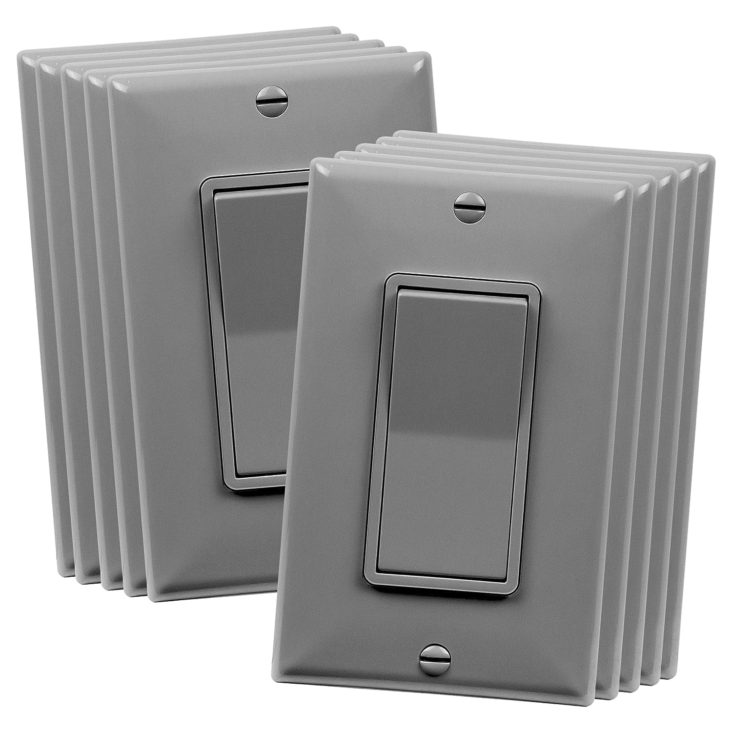 ENERLITES Decorator On/Off Paddle Switch with Wall Plates, Single Pole ...