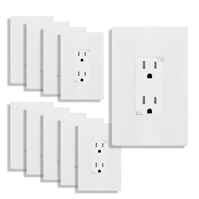 ENERLITES Decorator Outlet with Midsize Screwless Wall Plate, 15A ...