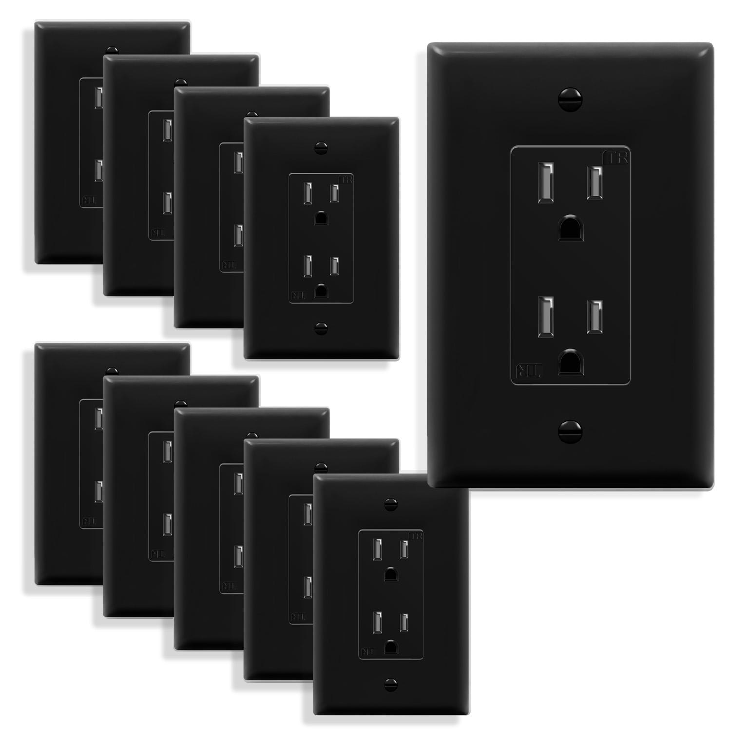 ENERLITES Decorator Outlet with Midsize Wall Plate, 15A Tamper ...
