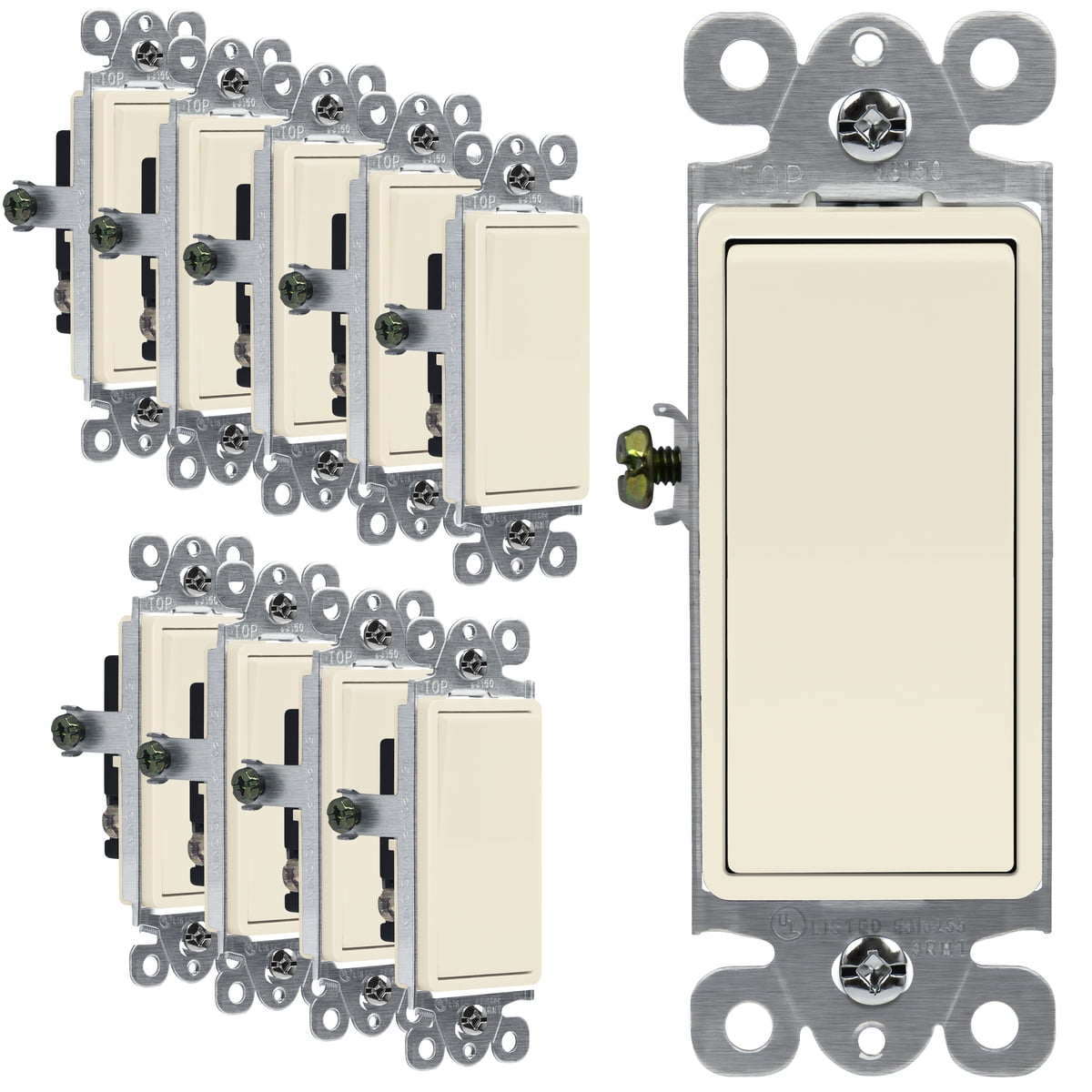 ENERLITES Decorator Paddle Rocker Light Switch, Gloss Finish, Single ...