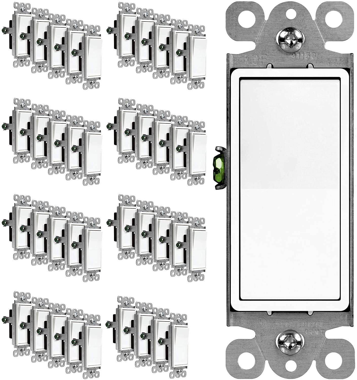 ENERLITES Decorator Paddle Rocker Light Switch, Gloss Finish, Single ...