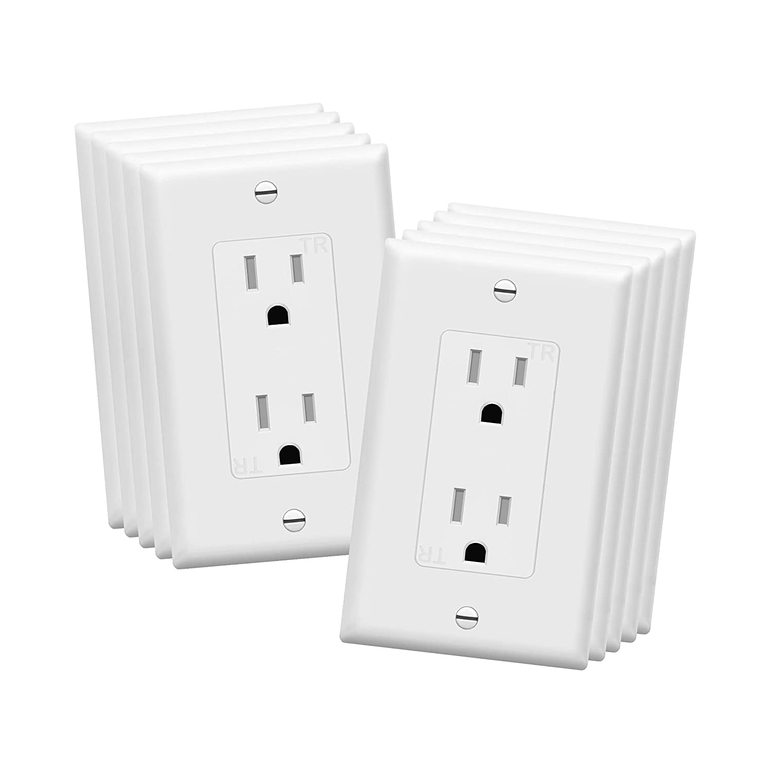 ENERLITES Tamper-Resistant Electrical Outlet with Wall Plate, Gloss ...