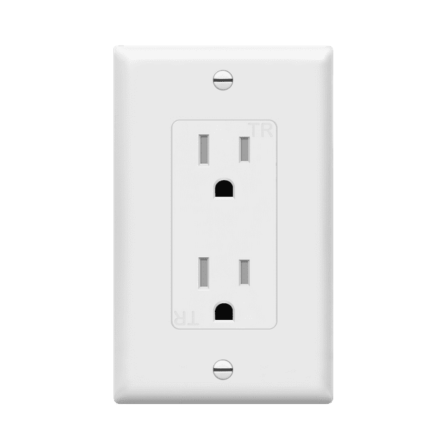 ENERLITES Decorator Receptacle Outlet with Wall Plate, Tamper-Resistant ...