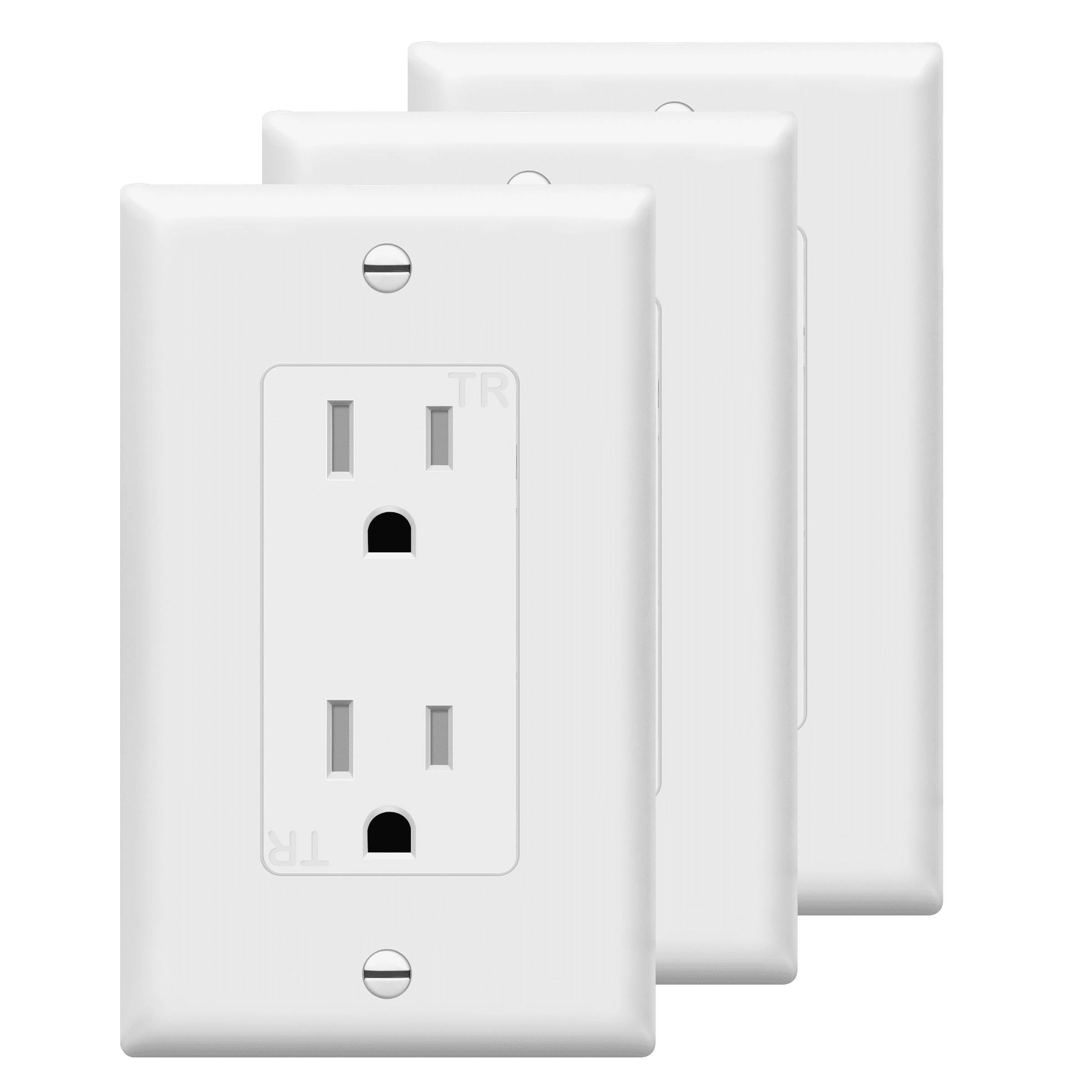 ENERLITES Decorator Receptacle Outlet with Wall Plate, Tamper-Resistant ...