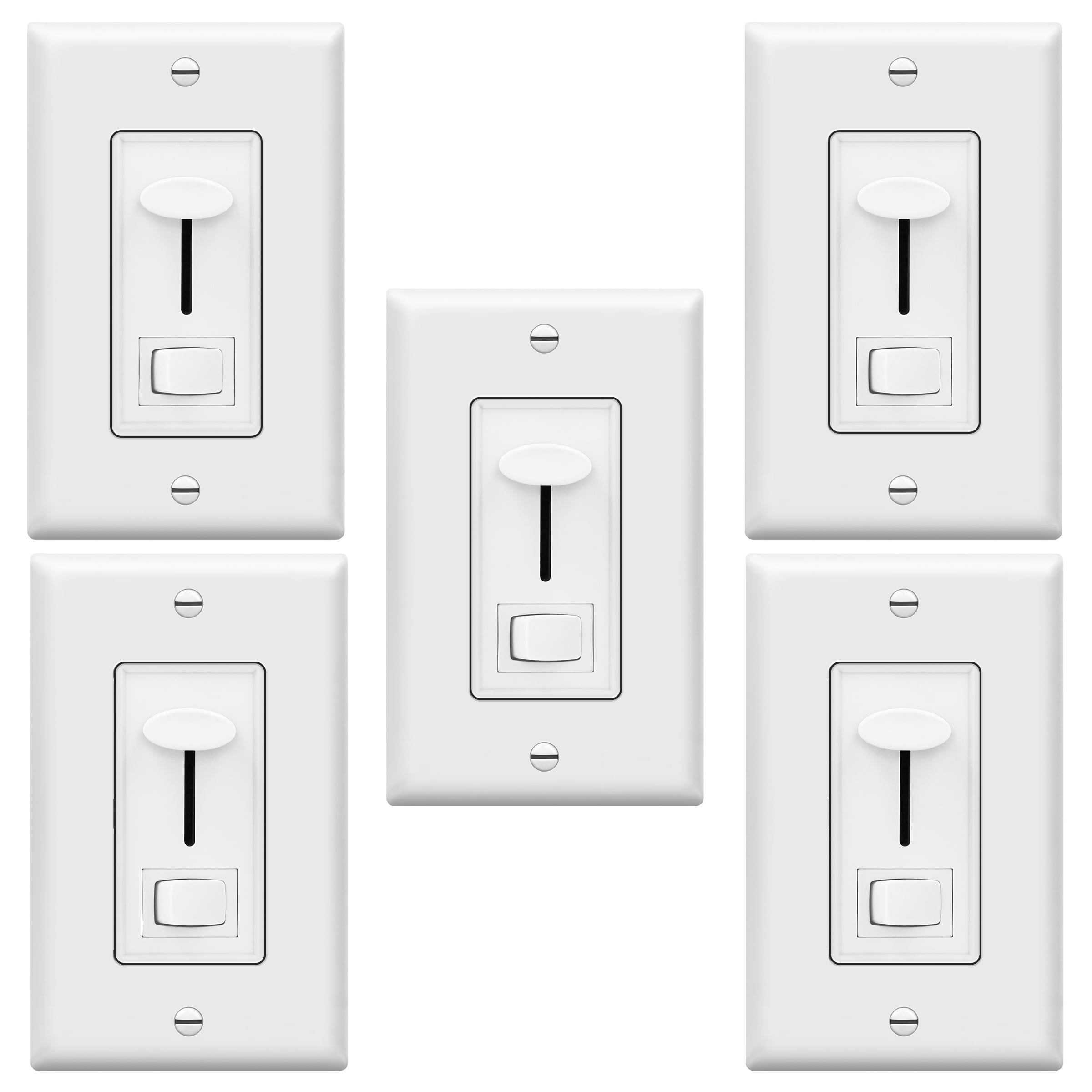 ENERLITES Decorator Slide Dimmer Switch, On/Off Rocker, Single-Pole or ...
