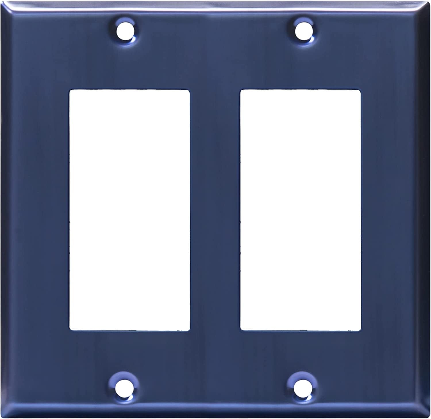 ENERLITES Double Decorator Switch Metal Wall Plate, Stainless Steel ...