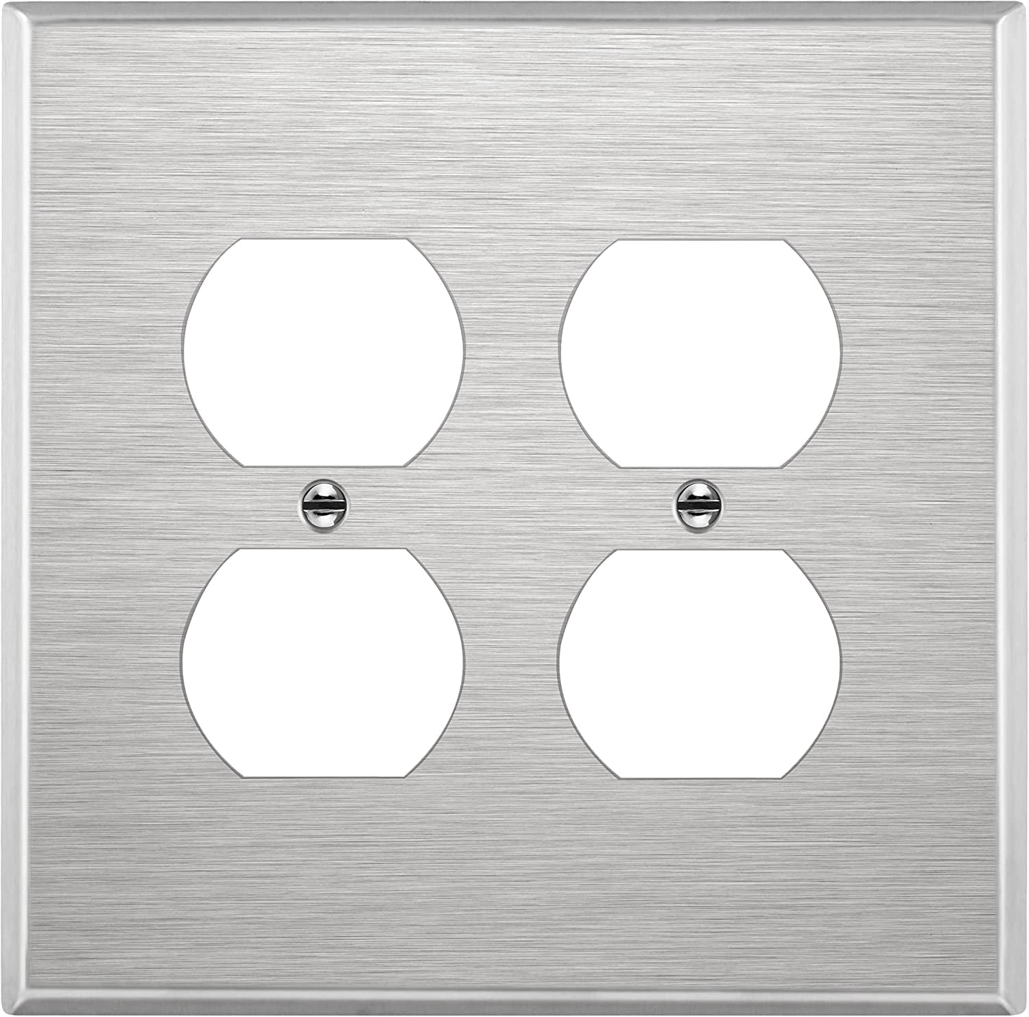 ENERLITES Double Duplex Receptacle Metal Wall Plate, Stainless Steel ...